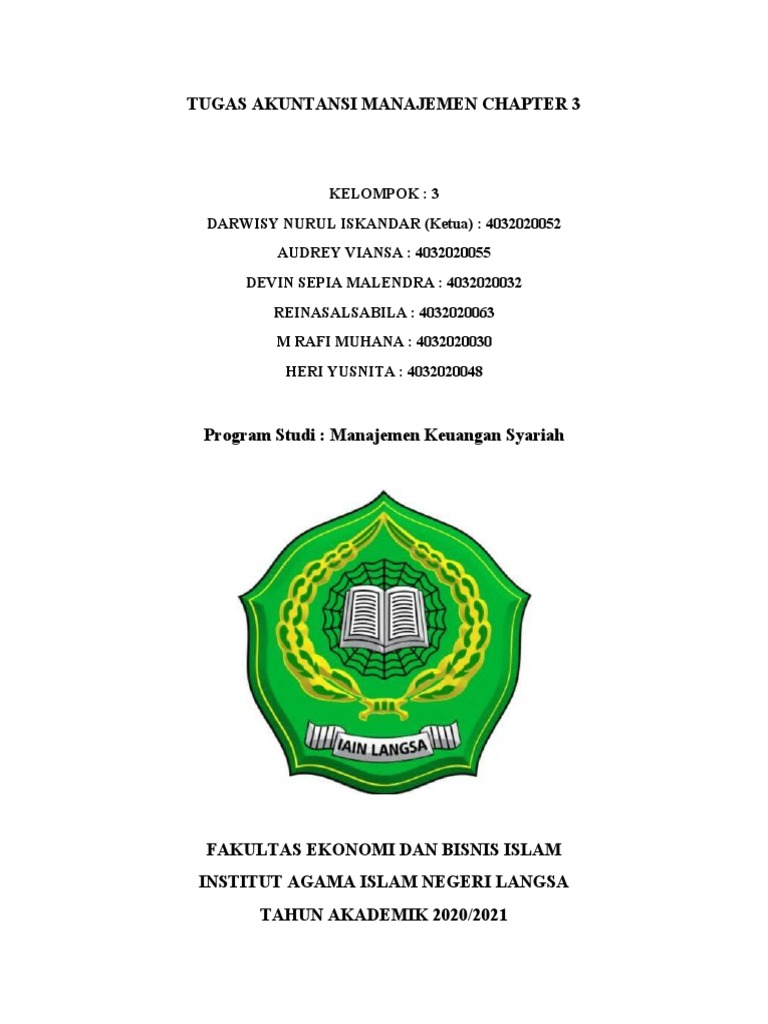 Tugas Akutansi Manajemen Kelompok 3 (Chapter 3) | PDF