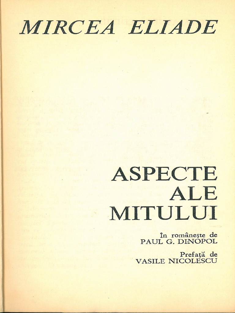 Mircea Eliade, Aspecte Ale Mitului | PDF