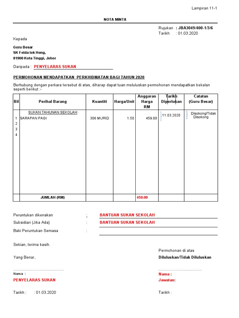 Nota Minta 2022 | PDF