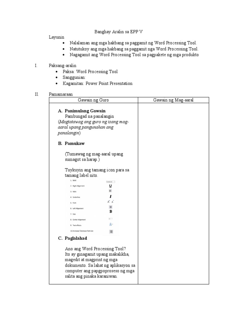 Banghay Aralin Sa EPP V | PDF