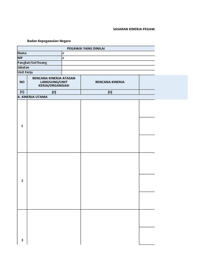 Formulir Penyusunan SKP JAJF | PDF