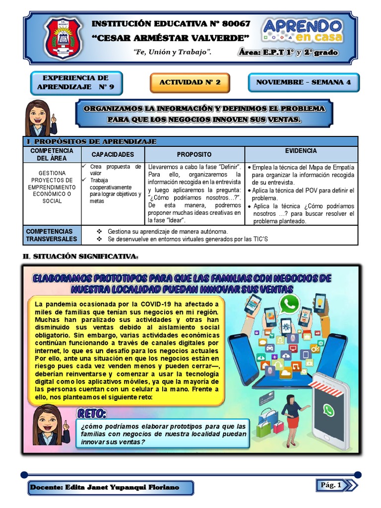 EXP N°9-FICHA 2 - EPT 2do (4° SEM NOVIEMBRE) | PDF | Internet | Evaluación