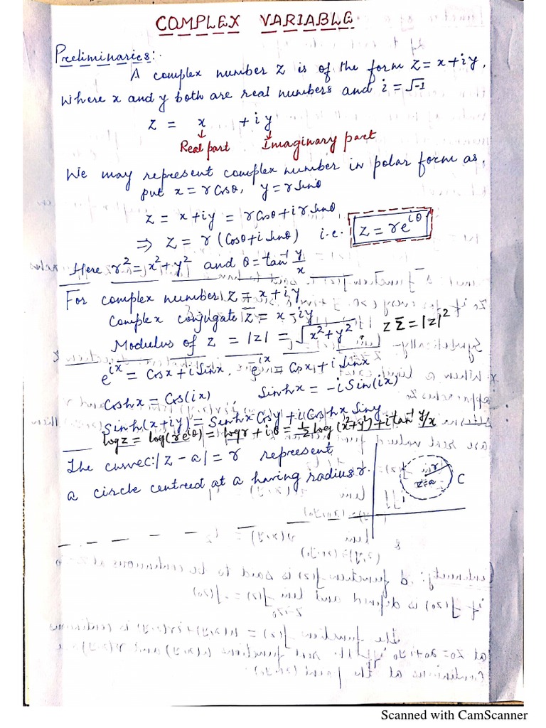 Complex Variable Differentiation Mam Notes | PDF