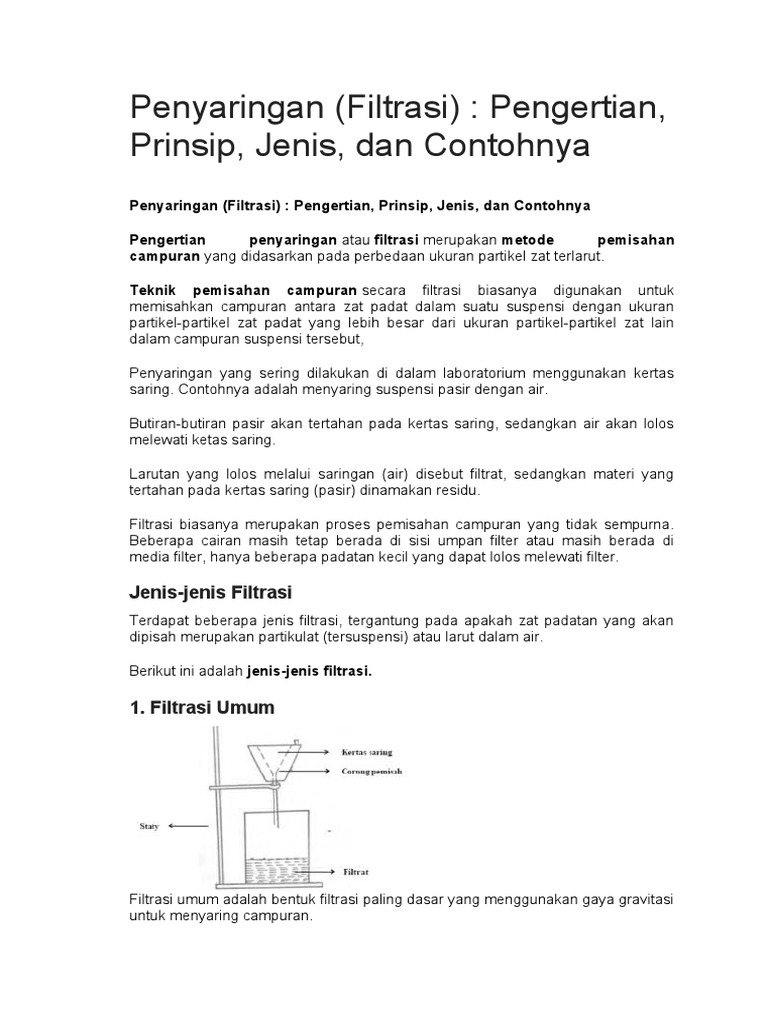 Penyaringan Filtrasi | PDF