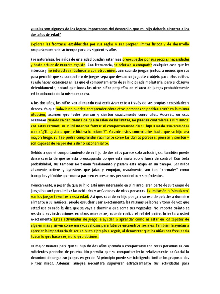 Logros Importantes Del Desarrollo | PDF | Educación de la primera ...