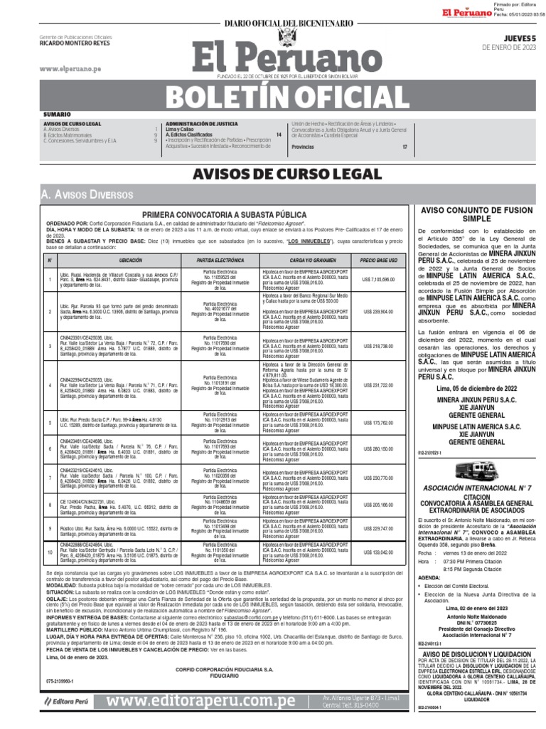 BO20230105 | PDF | Perú | Seguro