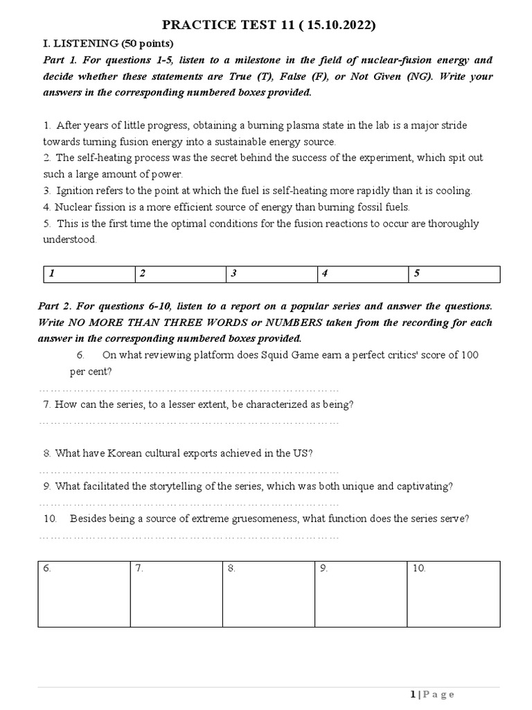 Practice Test 11 | PDF | Nuclear Fusion | Mind