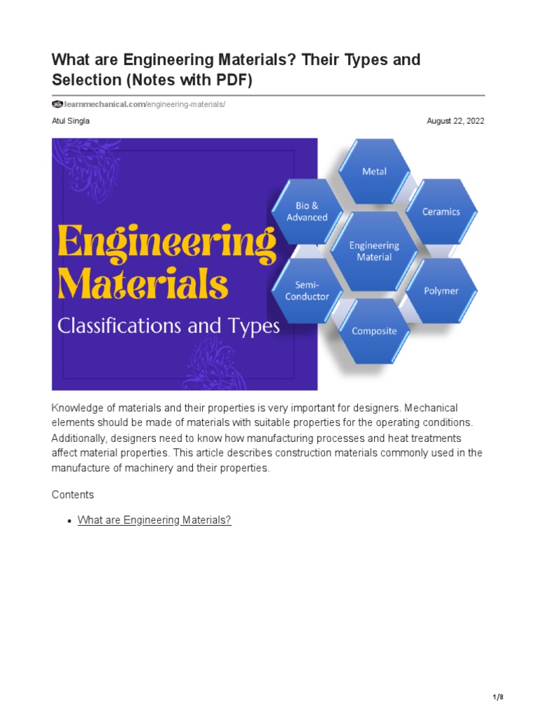 What Are Engineering Materials Their Types and Selection Notes With PDF ...