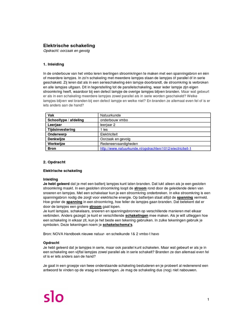 Kennisbasis Elektrische Schakelingen | PDF