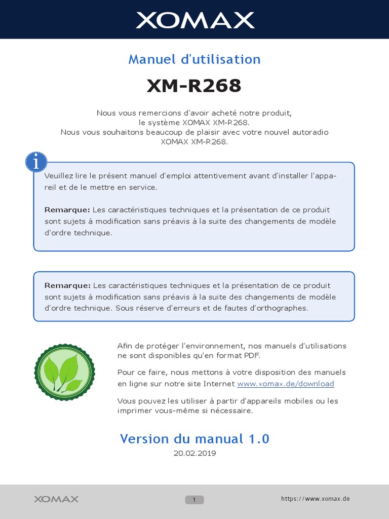 XM R268 Manuel D Utilisation Francais | PDF