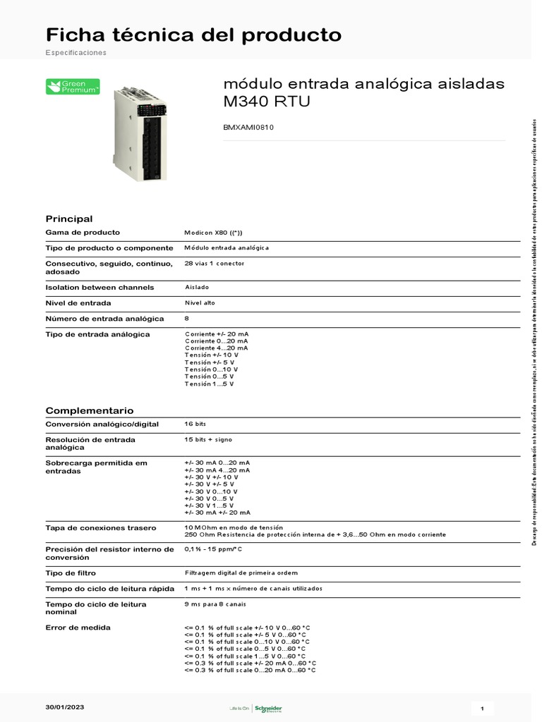 Modicon X80 I - Os - BMXAMI0810 | PDF | Resistor | Ingenieria Eléctrica