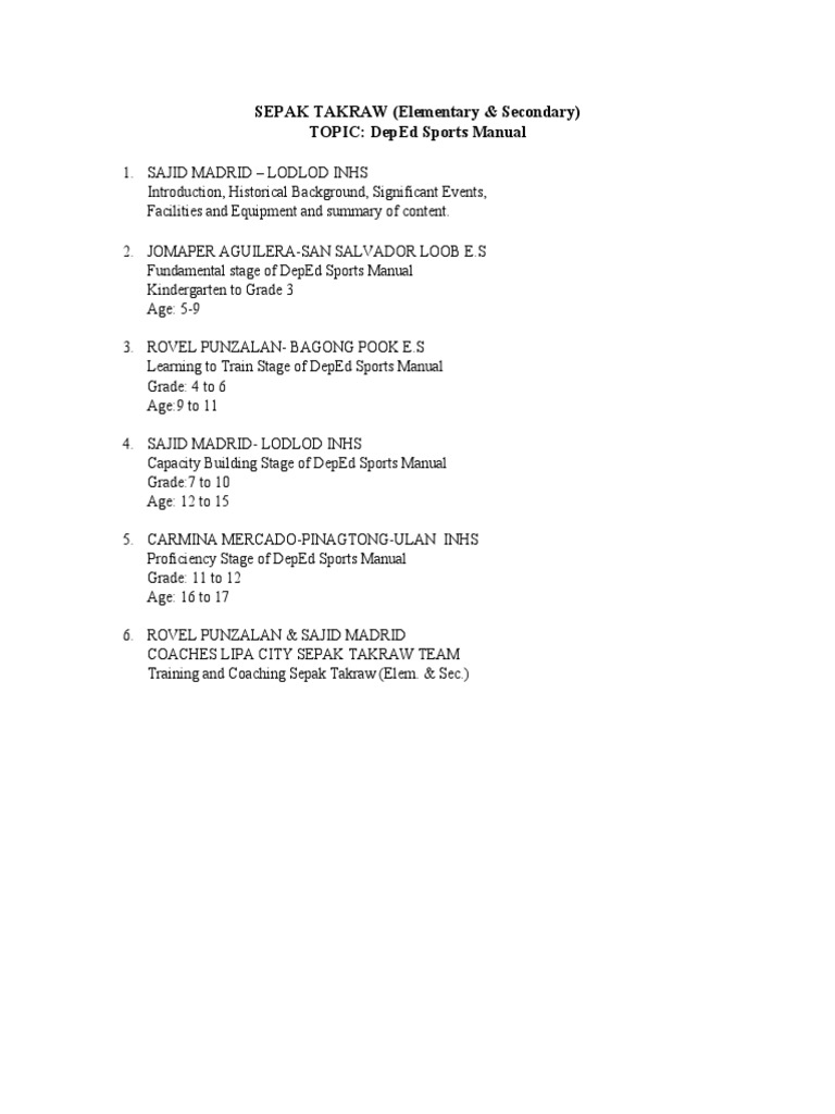 Sepak Takraw Guide for Educators | PDF