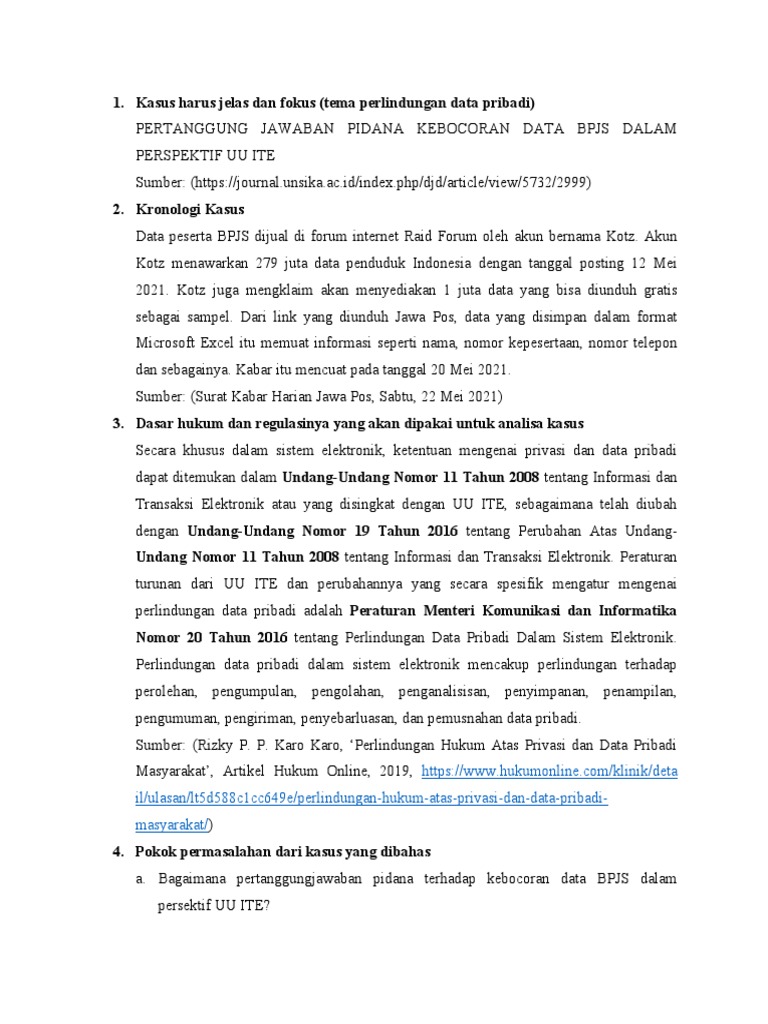Kebocoran Data BPJS: Tinjauan UU ITE | PDF | Hukum