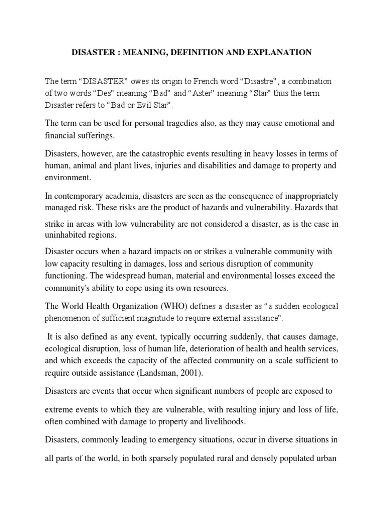 Disaster Definition and Types | PDF | Hazards | Natural Disasters Disaster Definition and Types | PDF | Hazards | Natural Disasters