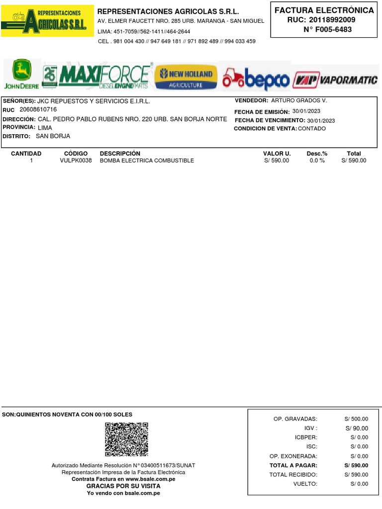 Factura Lima 64831675110307 | PDF