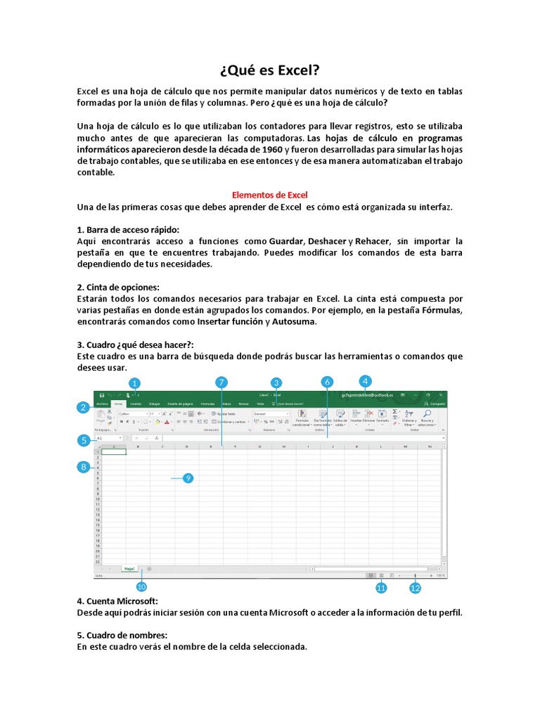 TEMA 1 - Excel y Elementos de Excel | Descargar gratis PDF | Hoja de cálculo | Microsoft Excel