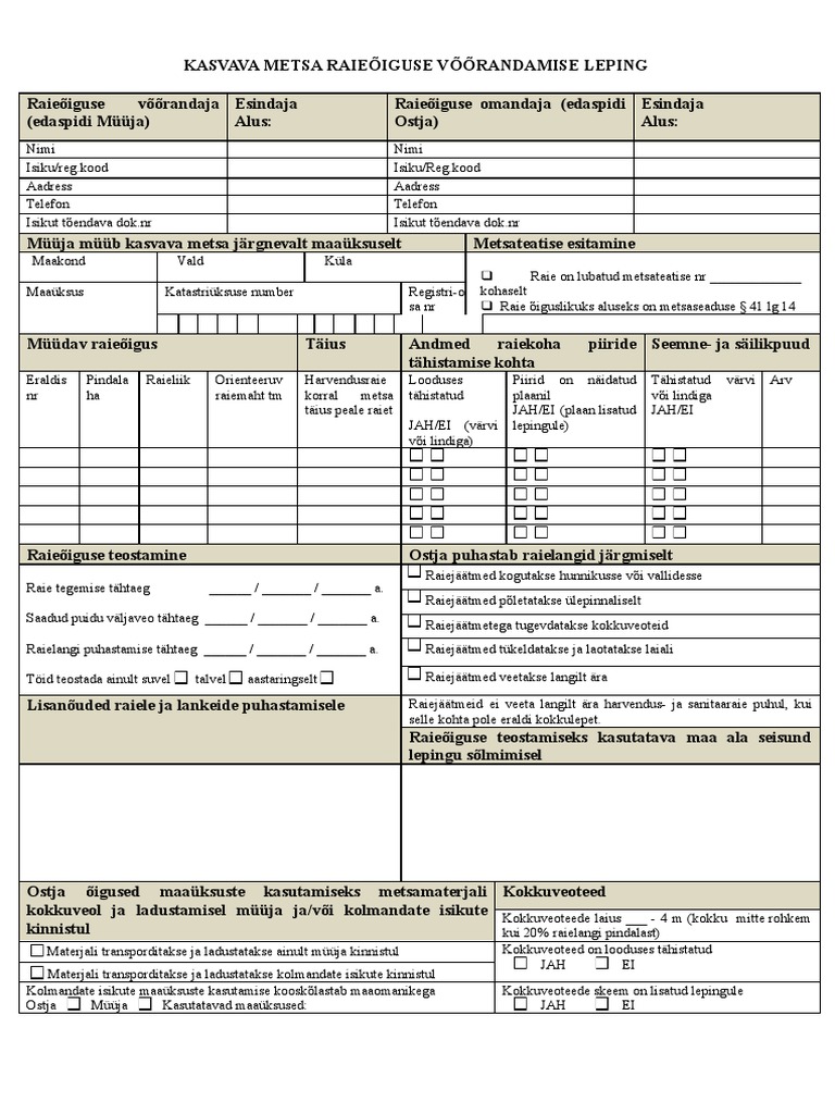 Raieoiguse Voorandamise Leping | PDF