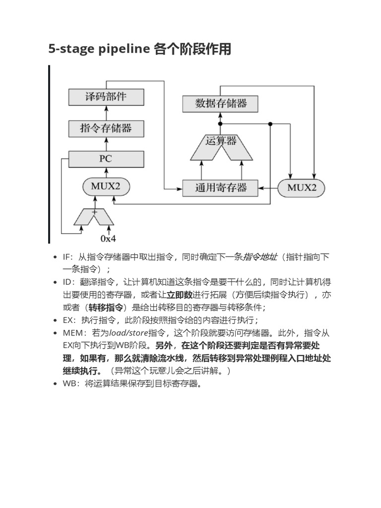 5-stage pipeline 各个阶段作用 | PDF