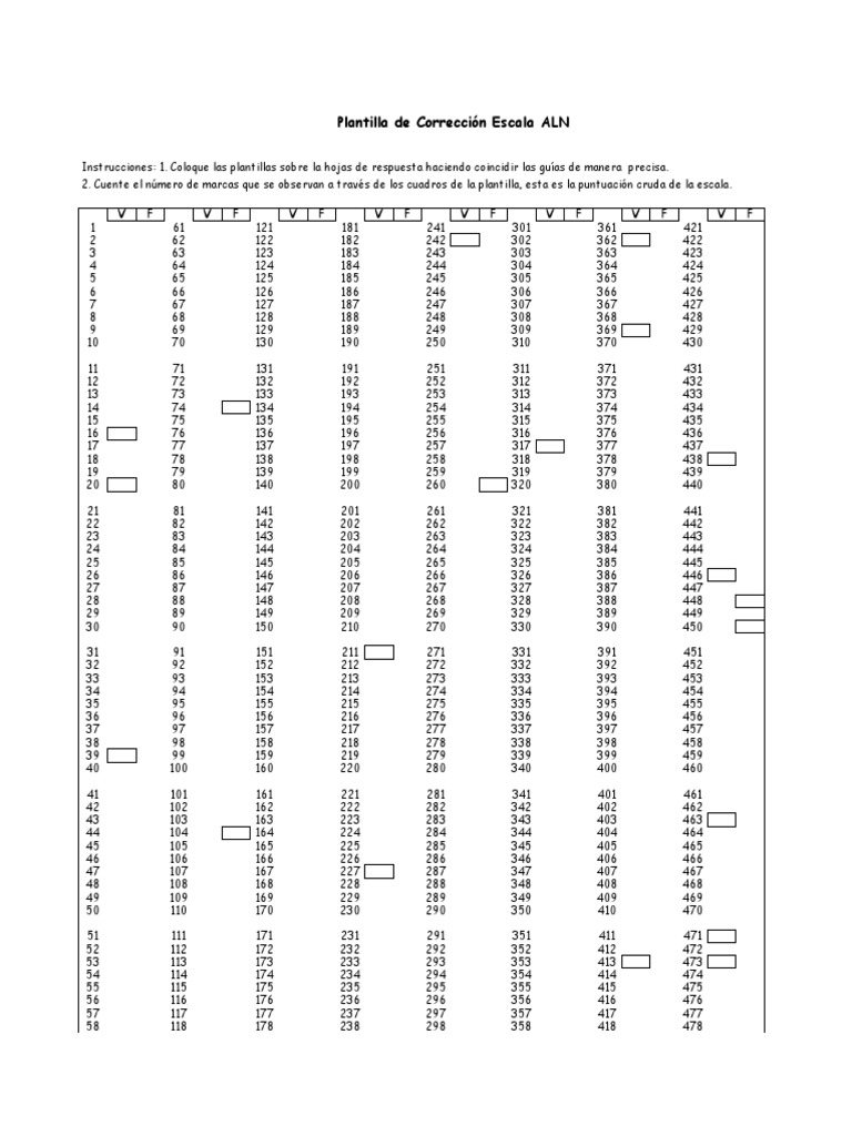 Plantilla de Corrección Escala 5-ALN | PDF