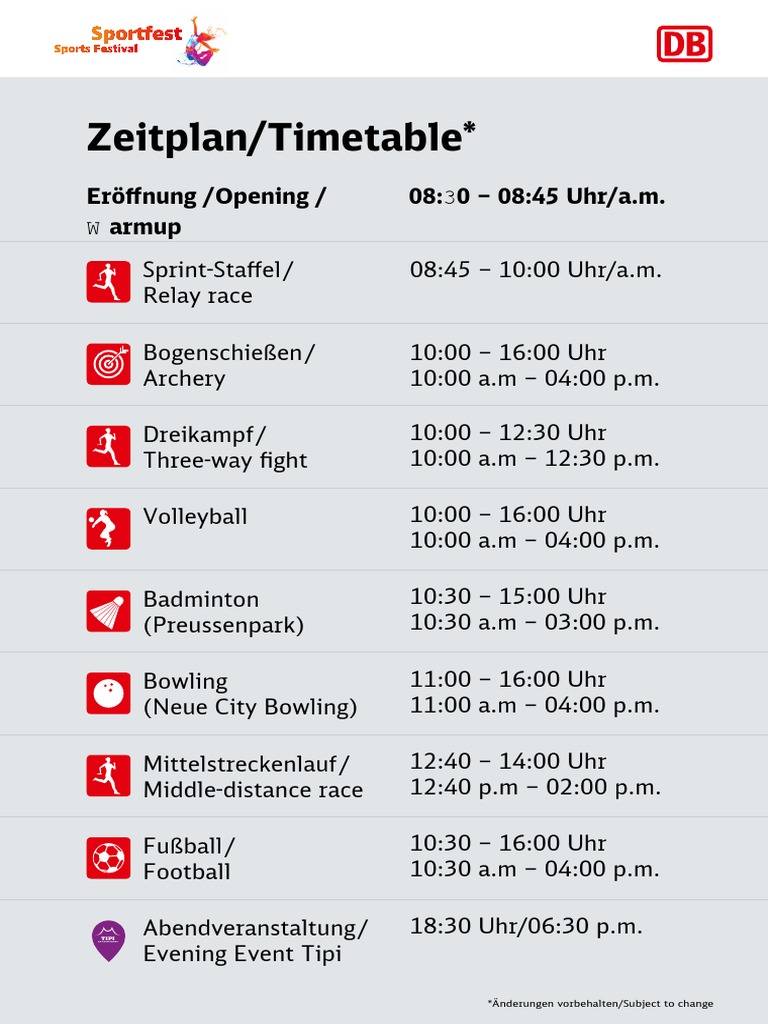 Zeitplan Timetable | PDF