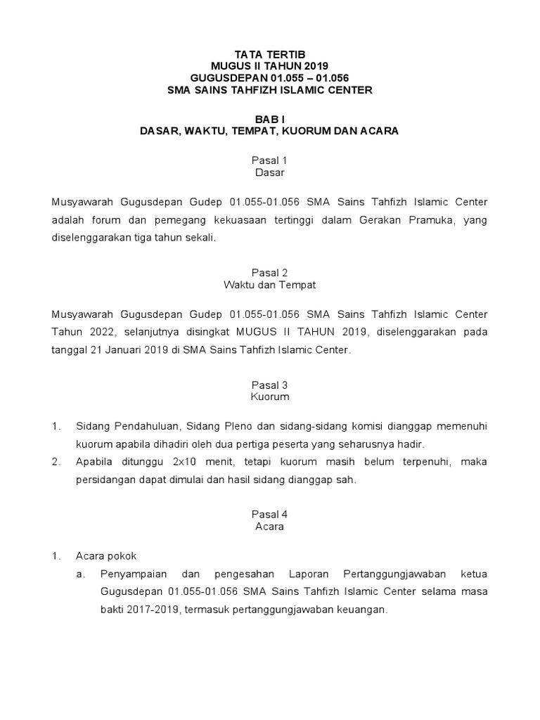 Draf Tatib Mugus 2019 | PDF