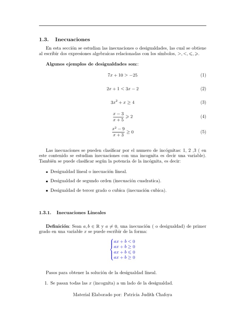 Inecuaciones Lineales | PDF | Desigualdad (Matemáticas) | Aritmética