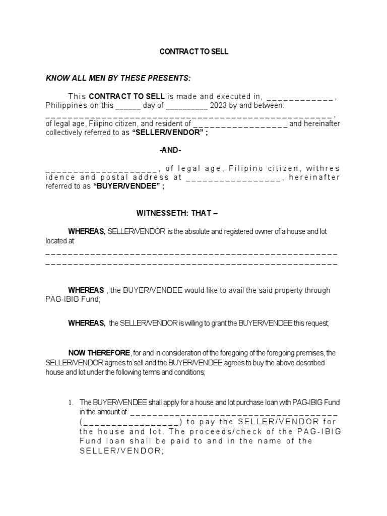 Contract To Sell | PDF | Social Science