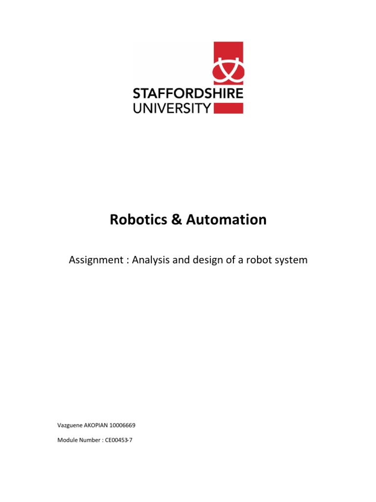 Robotics Final Assignment | PDF | Kinematics | Robot