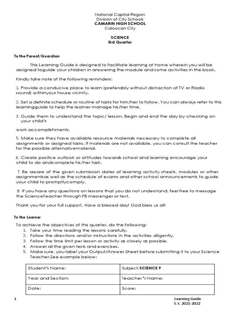 Science 9 LG Q3 W4 | PDF | Climate | Weather