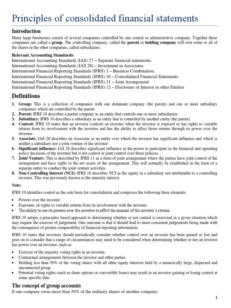 Principles of Consolidated Financial Statements | PDF | Goodwill ...