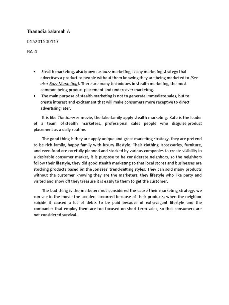Stealth Marketing: The Joneses Effect | PDF