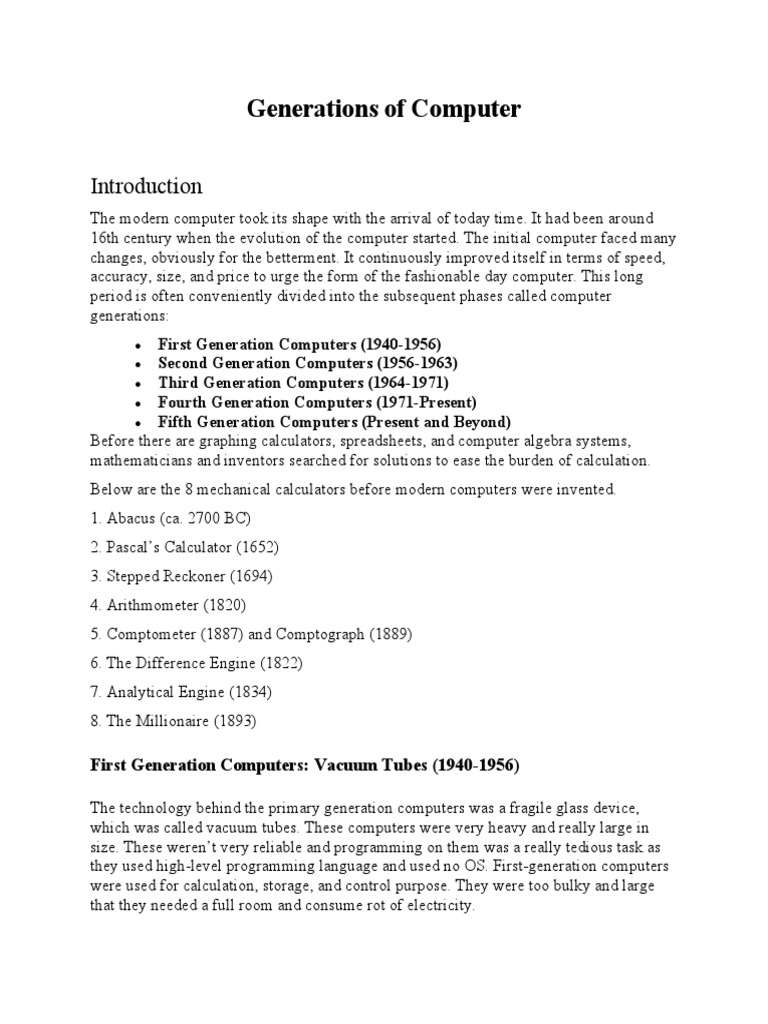 Generations of Computer | PDF | Technology & Engineering