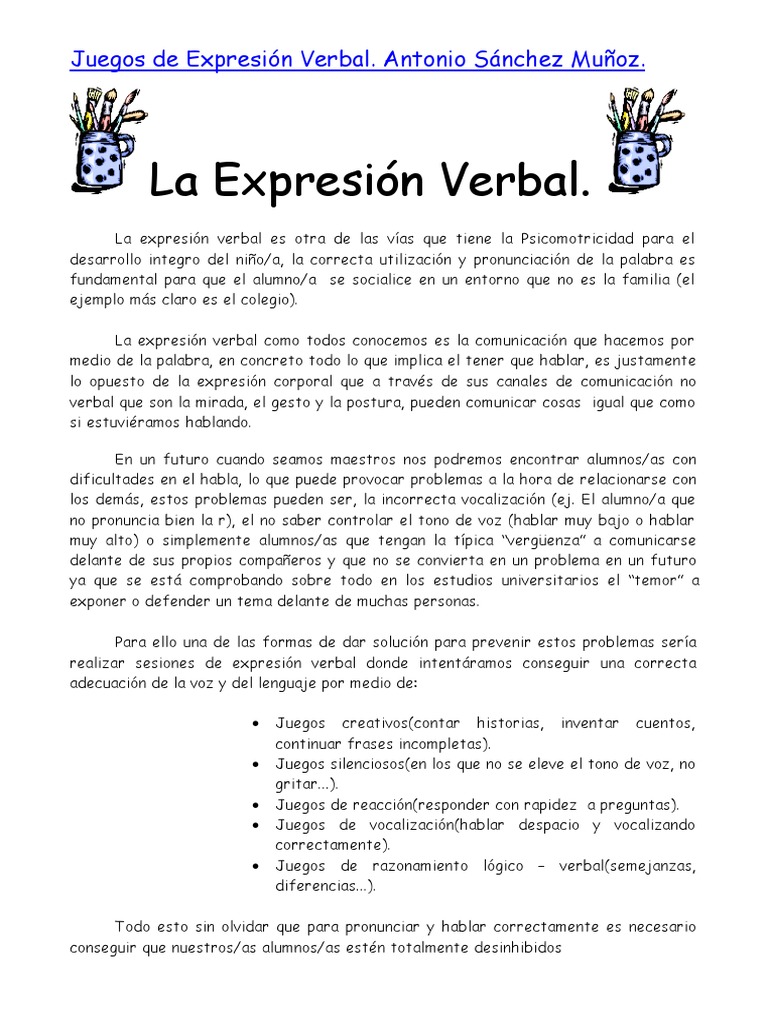 Introducción Expresion Verbal | PDF | Comunicación | Cognición