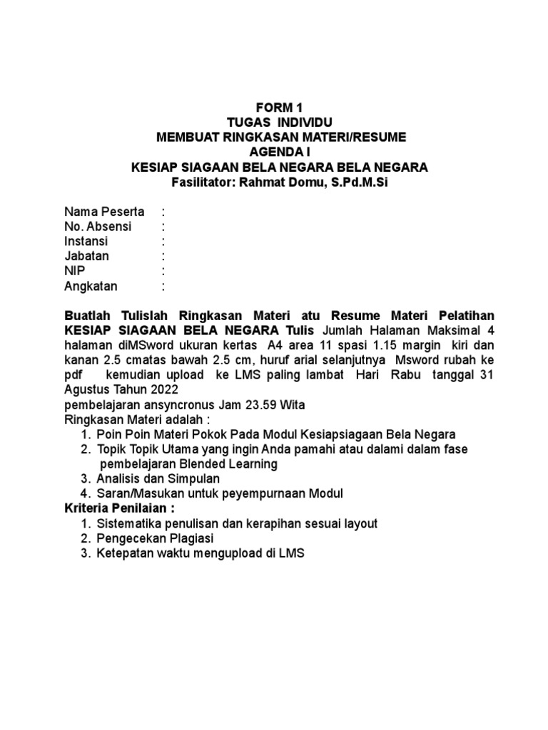 Tugas Kesiapsiagaan Bela Negara | PDF