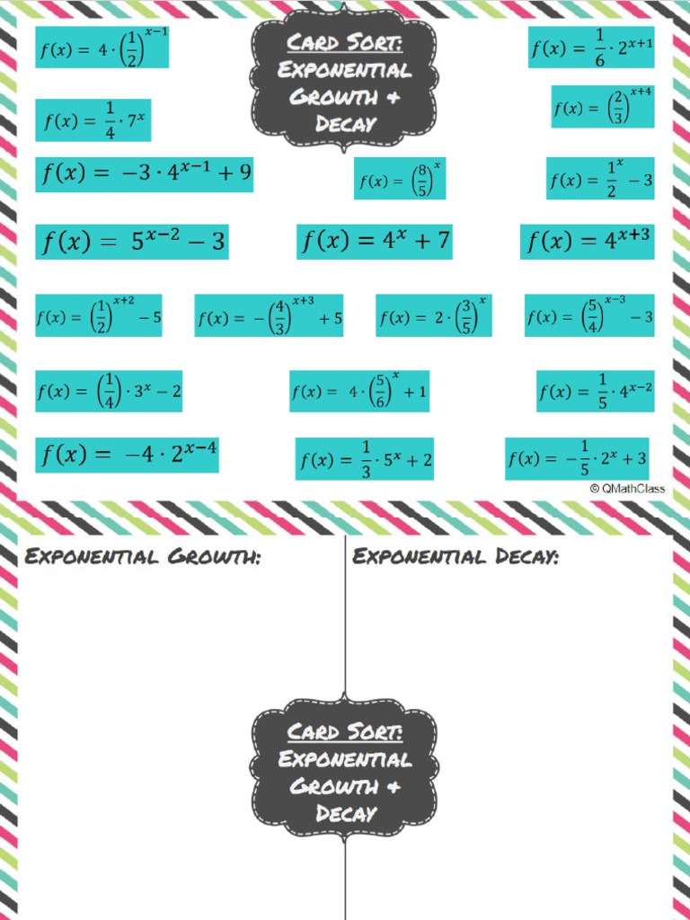 Card Sort - Exponential Growth and Decay | PDF