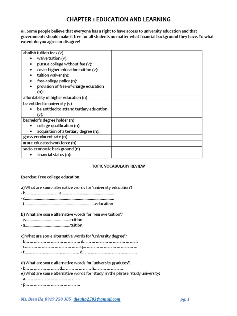 CHAPTER 1 - Education and Learning - Handout | PDF | Educational ...