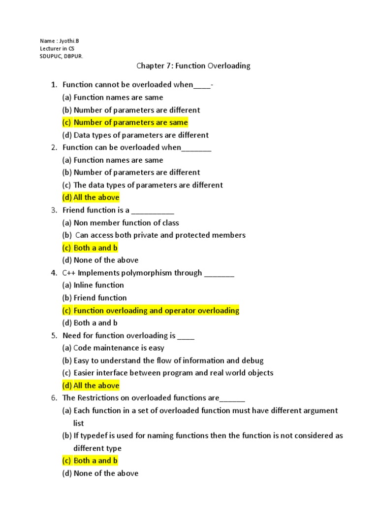 Function Overloading Download Free Pdf Subroutine Class Computer Programming