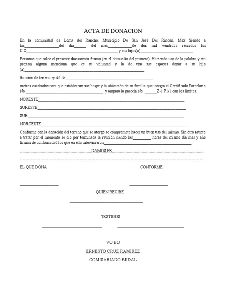 Acta de Donacion | PDF