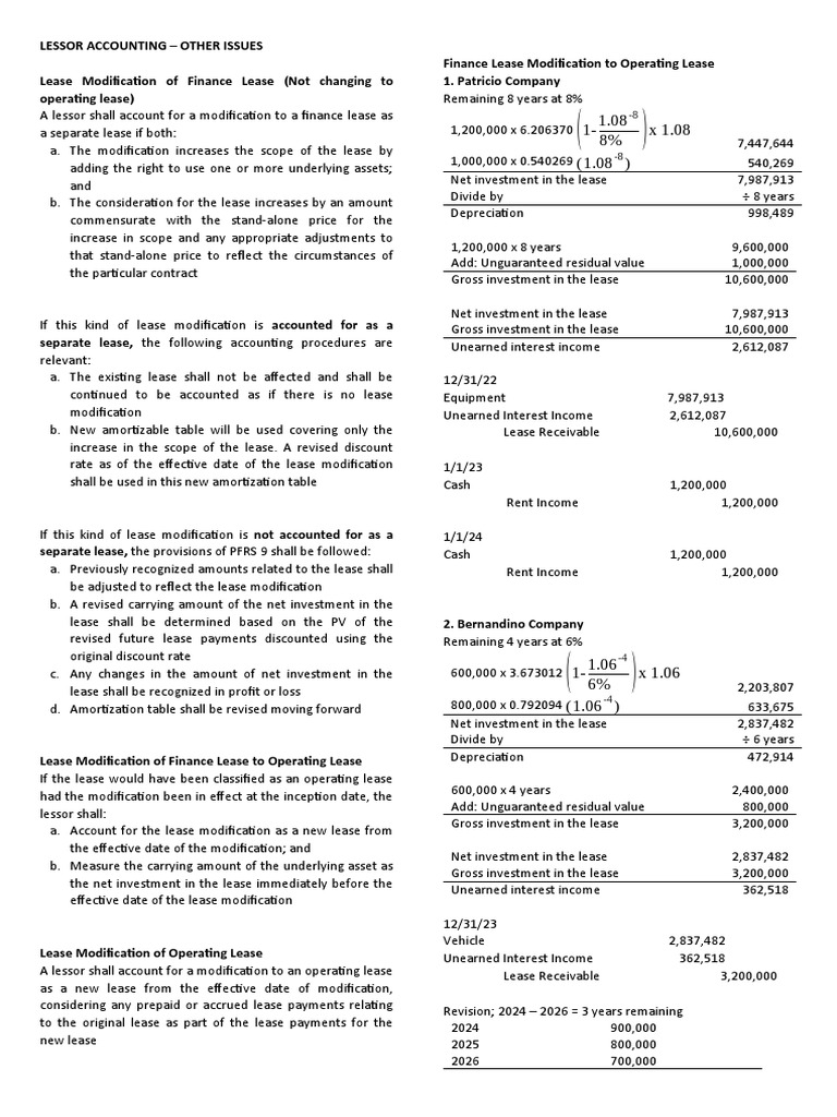 Lessor Accounting - Other Issues | PDF
