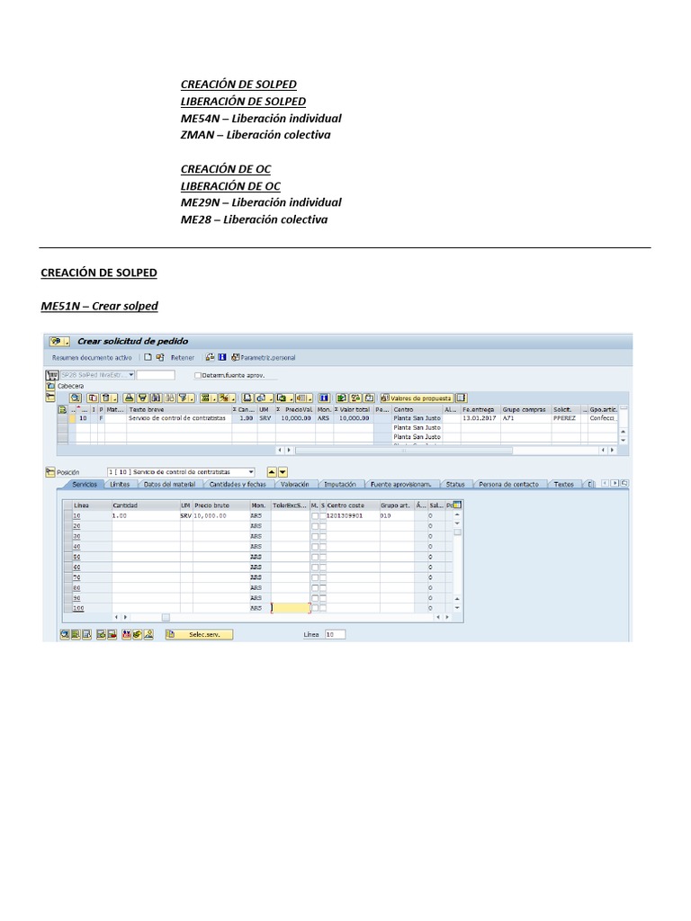 Como Crear Solped Sap r3 | PDF