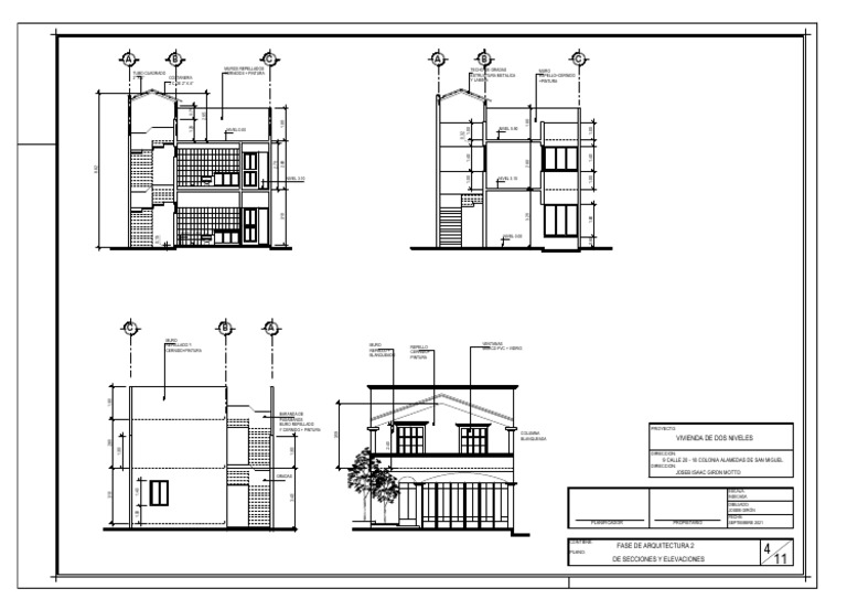 Planos De Planta Y Dibujos De Elevación Alzado Y Vista En Planta Y