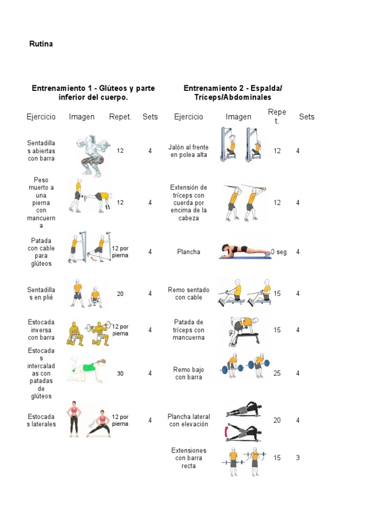 Rutina de Ejercicios | PDF | Entrenamiento con pesas