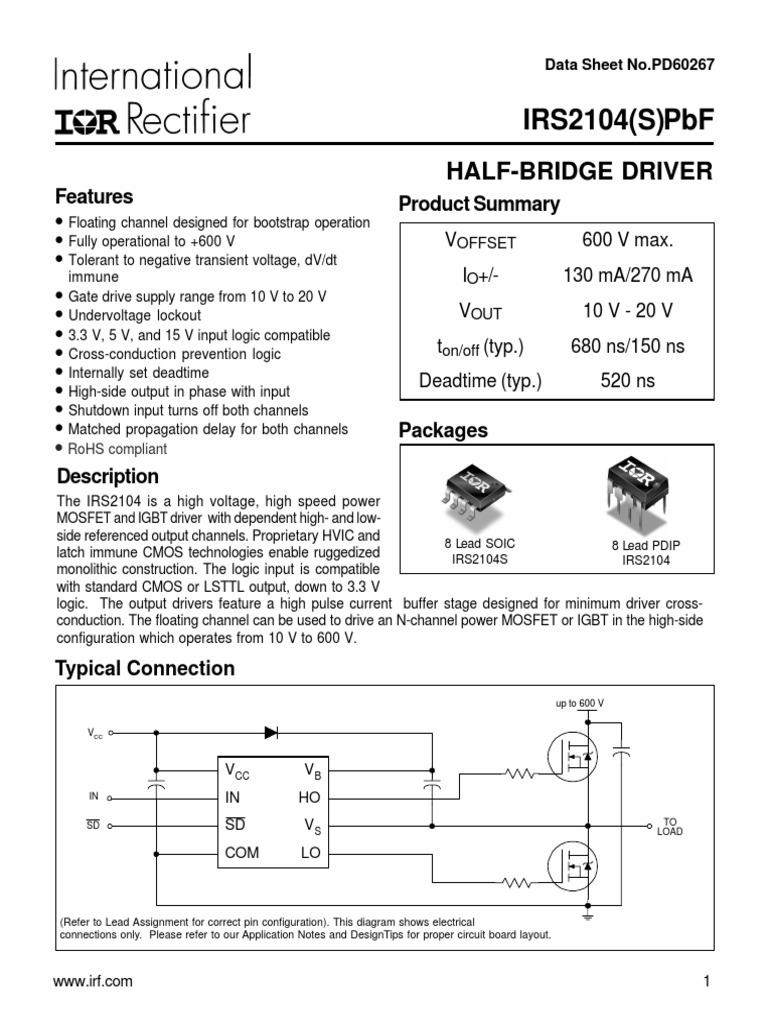 Infineon IRS2104 DataSheet v01 - 00 EN | PDF