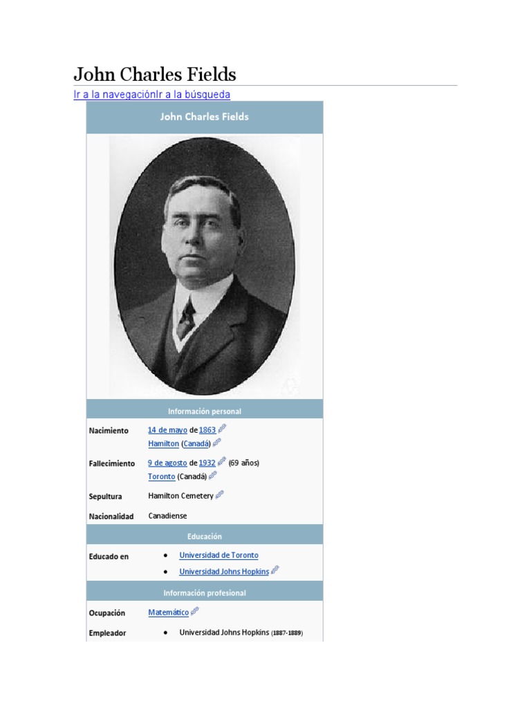 John Charles Fields: Creador de la Medalla Fields | PDF | Historia