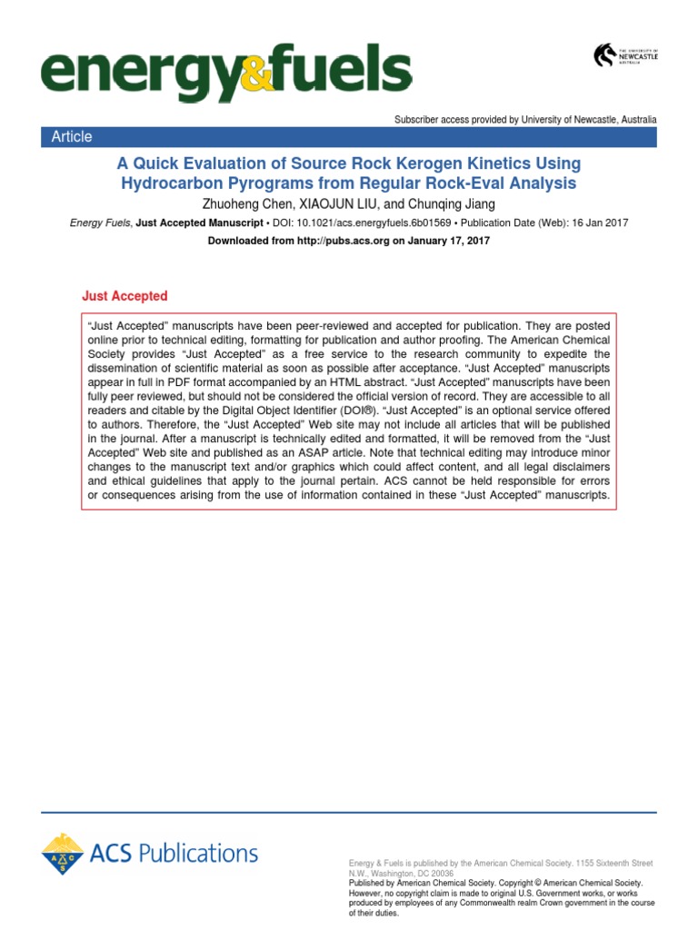 A Quick Evaluation of Source Rock Kerogen Kinetics Using Hydrocarbon ...