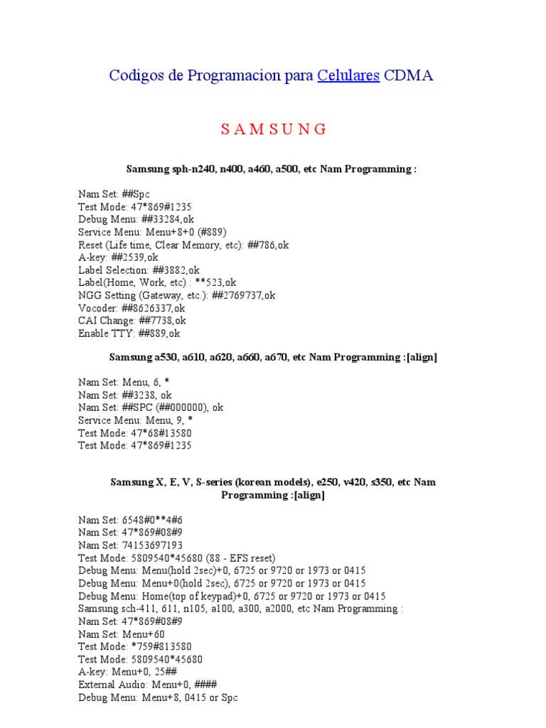 Codigos de Programacion para Celulares CDMA | PDF | Computing | Computer Engineering