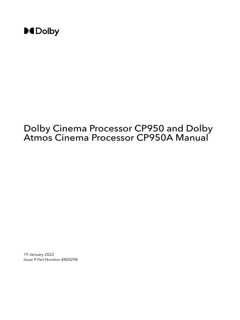 DOLBY CP-950 Processor | PDF | Electrical Connector | Mains Electricity
