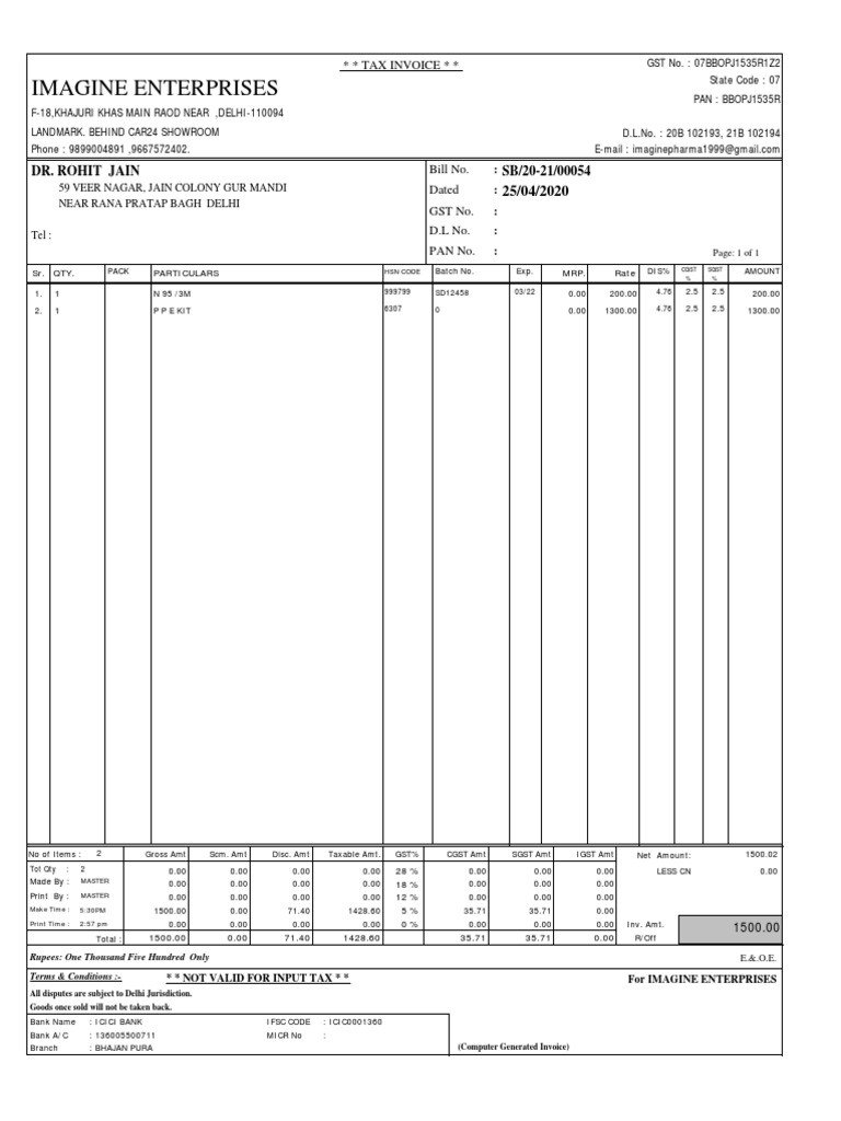 PPE Kit Invoice from Imagine Enterprises | PDF | Economy Of Asia ...