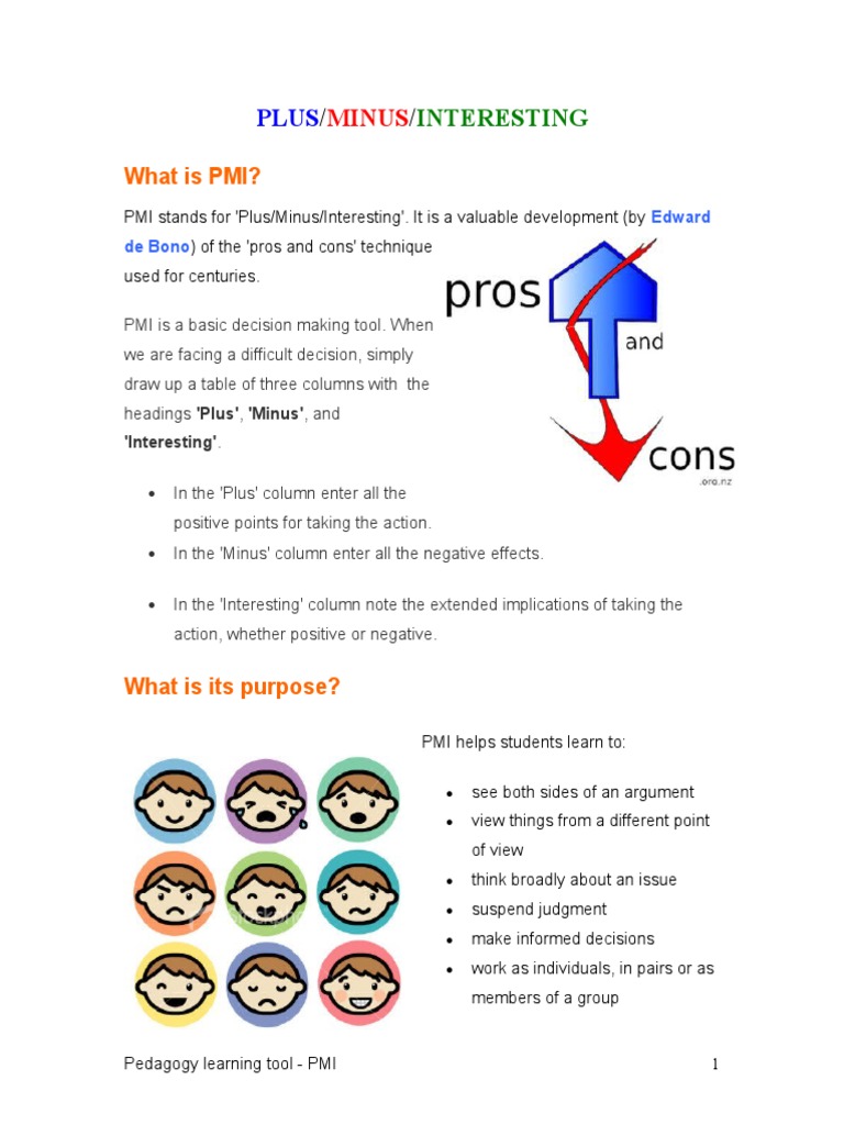 PMI Tool | PDF | Teachers | Pedagogy