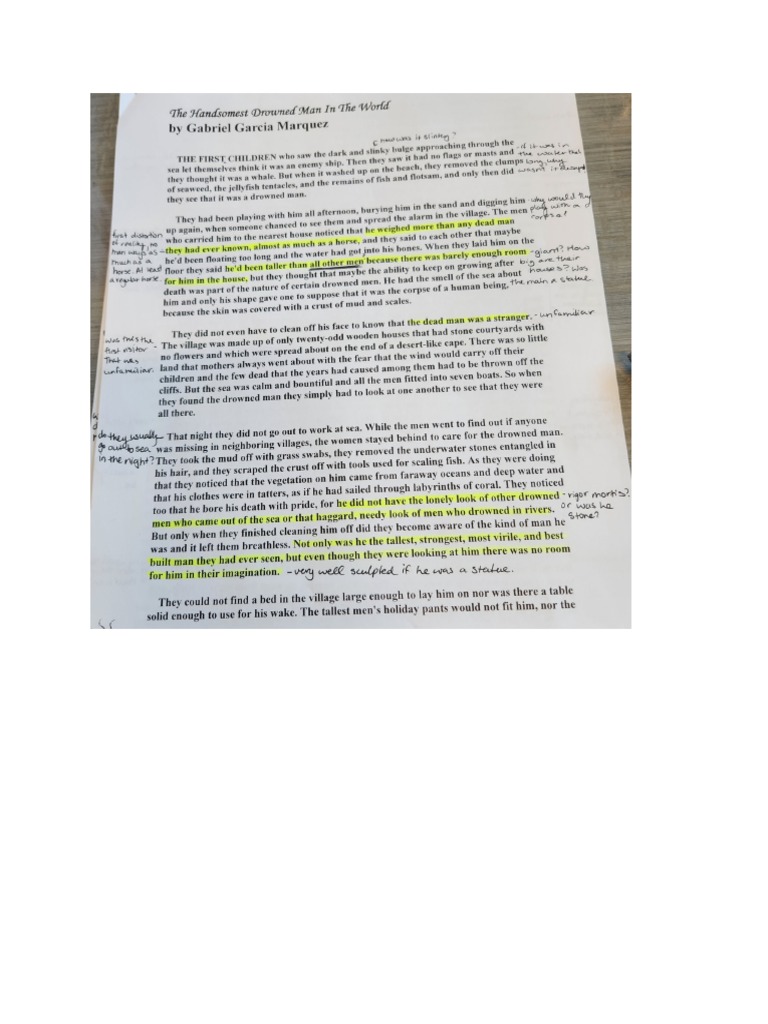 Handsomest Drowned Man in The World by Gabriel Garcia Marquez | PDF